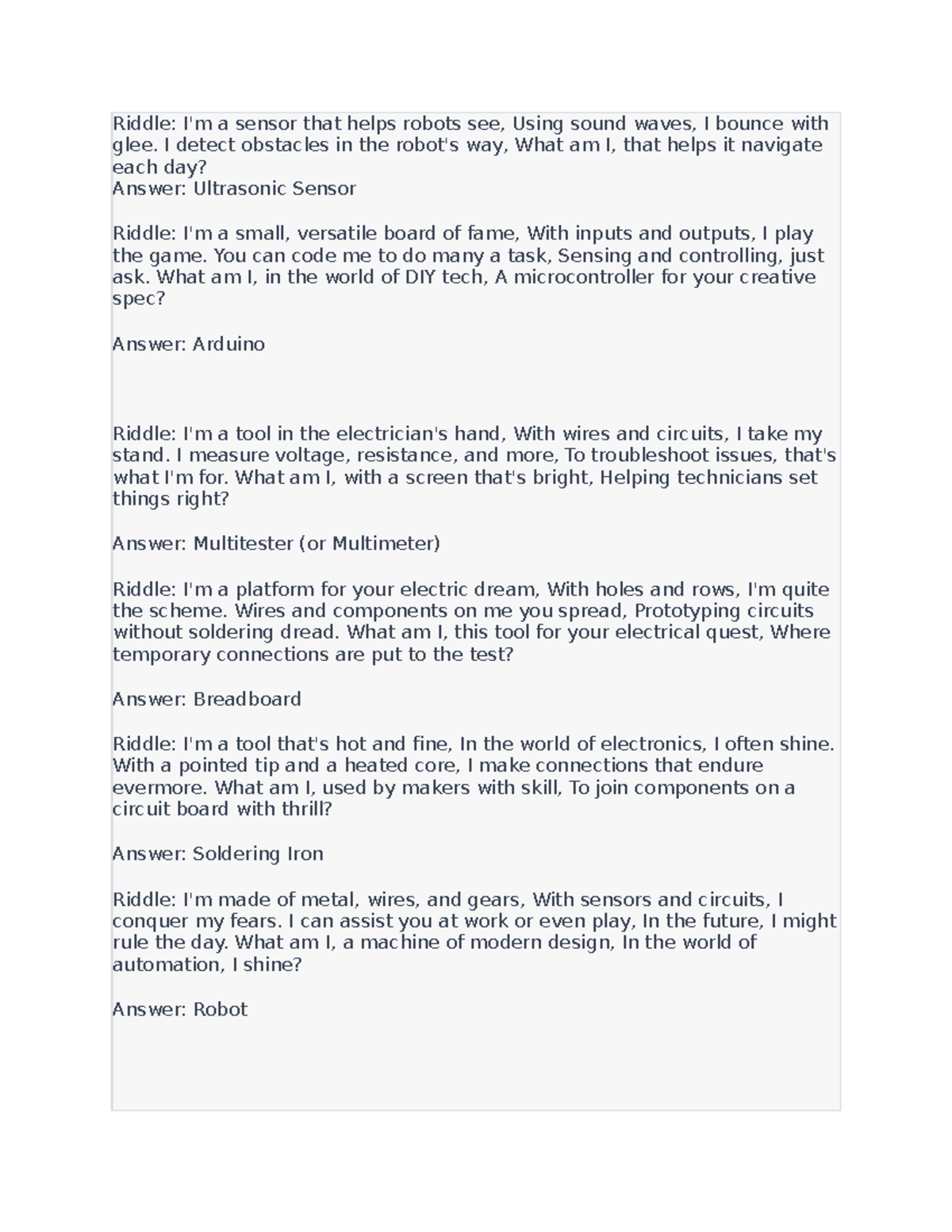 AJOS - kldlksd k - Riddle: I'm a sensor that helps robots see, Using ...