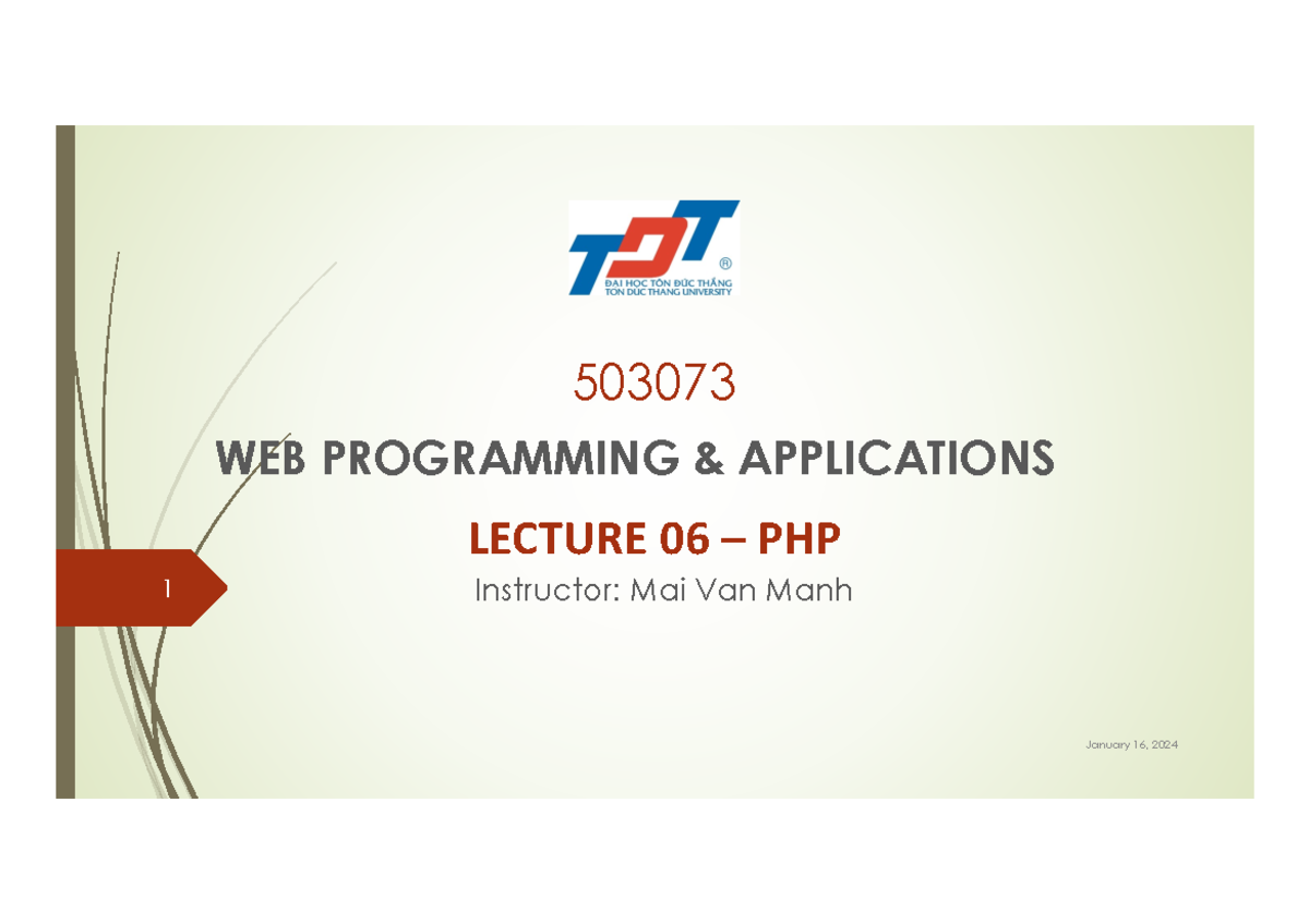 Lecture 6 Php Web App Web Programming And Applications 1 Lecture 06 3121