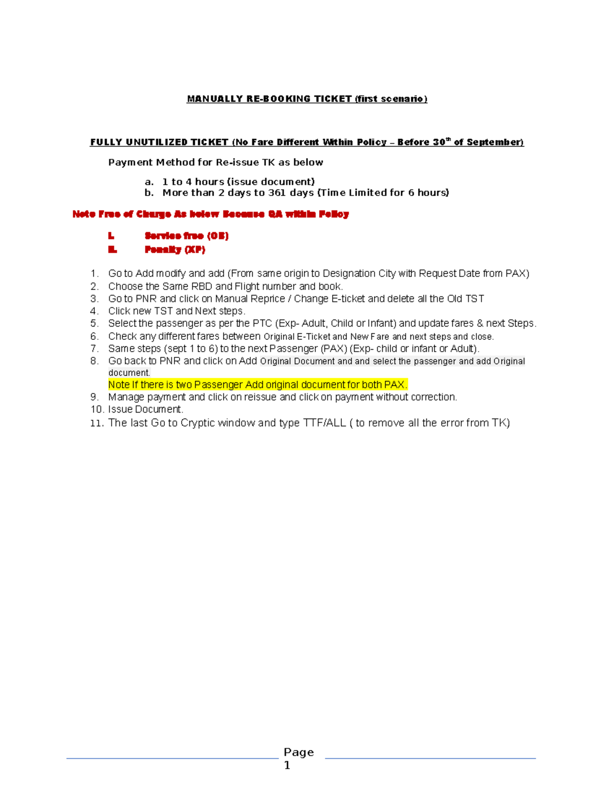 Manually Rebooking - MANUALLY RE-BOOKING TICKET (first scenario) FULLY ...