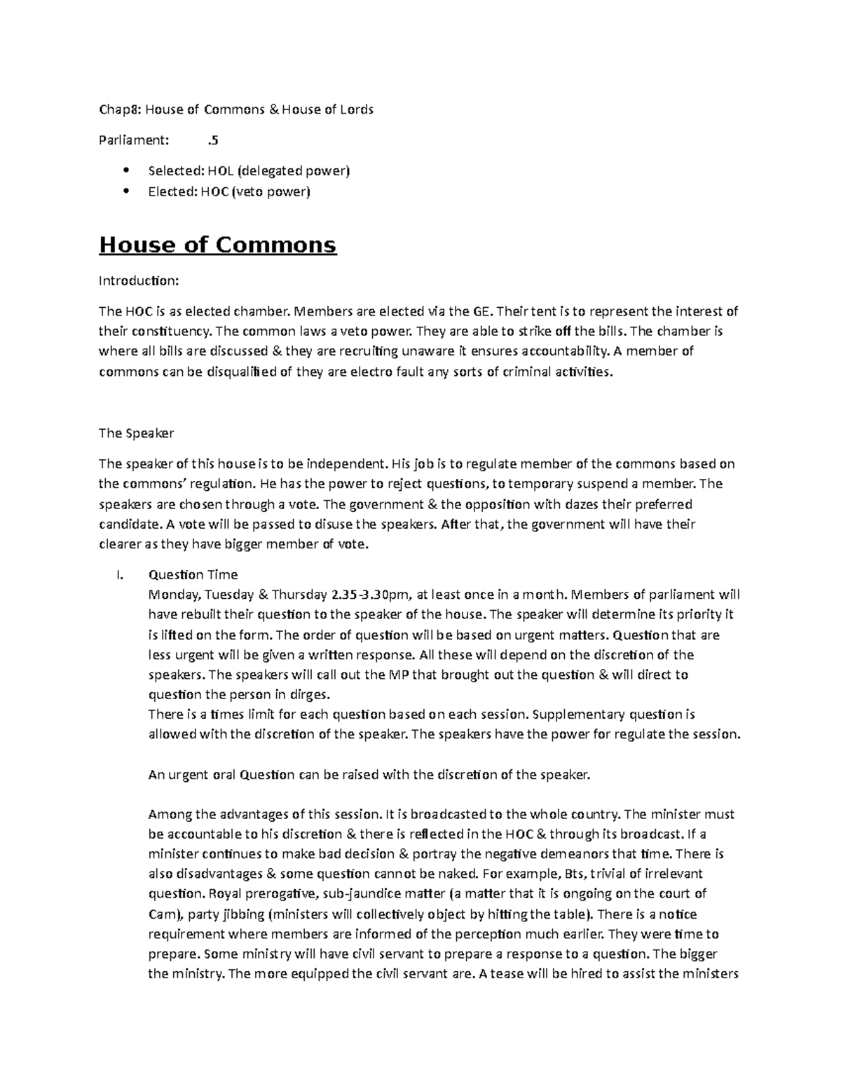 House Of Common & House Of Lord - Chap8: House of Commons & House of ...