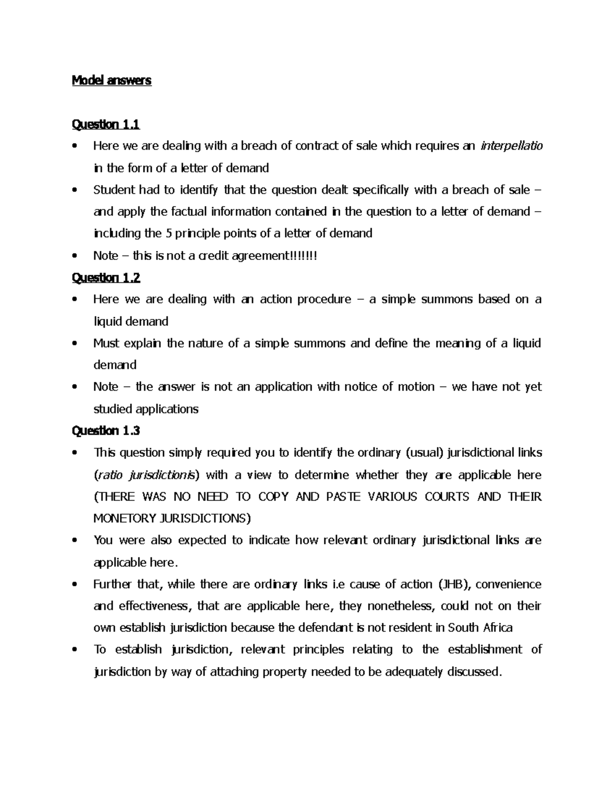 Civil Procedure 2020 June exam memo - Model answers Question 1. Here we ...
