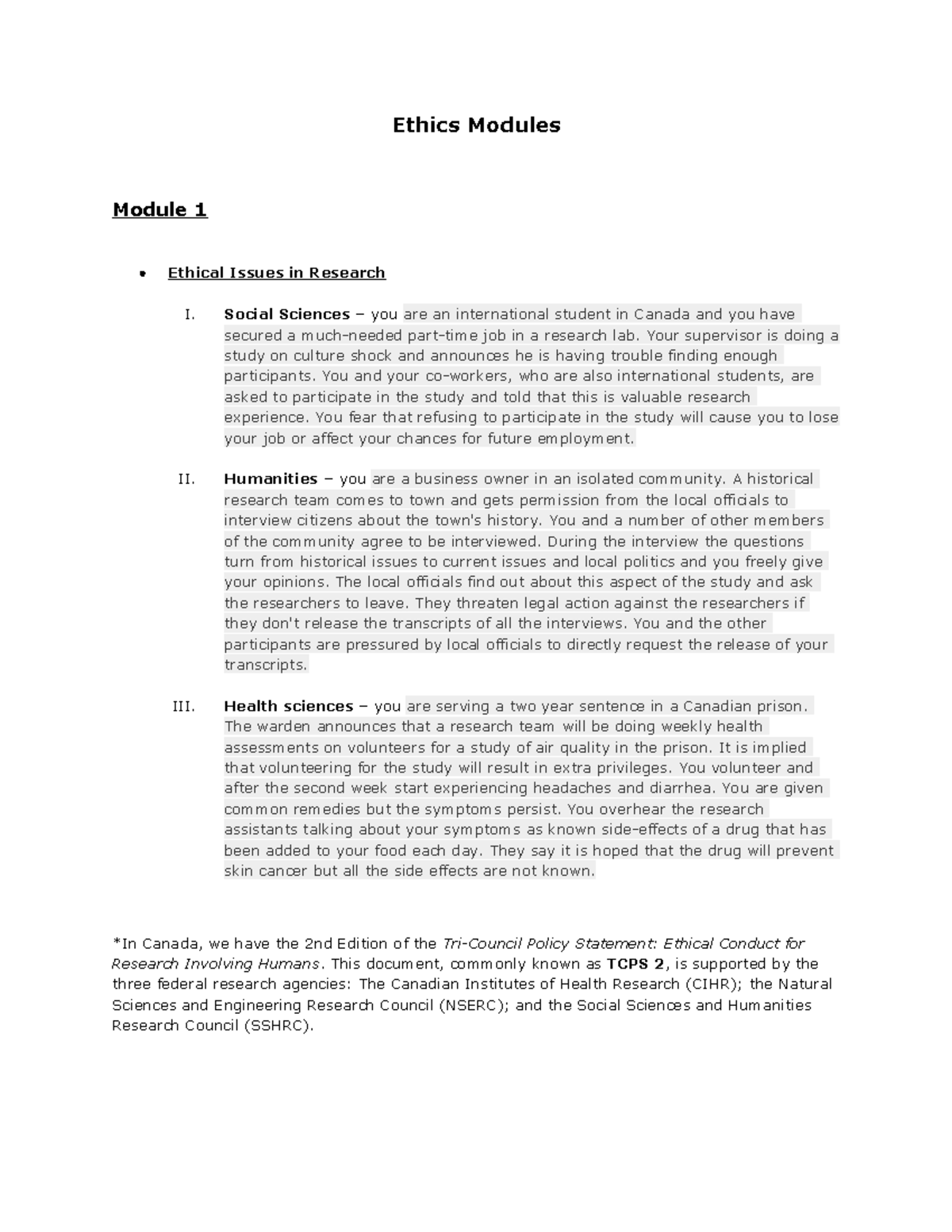 Ethics Modules summary - Ethics Modules Module 1 Ethical Issues in ...