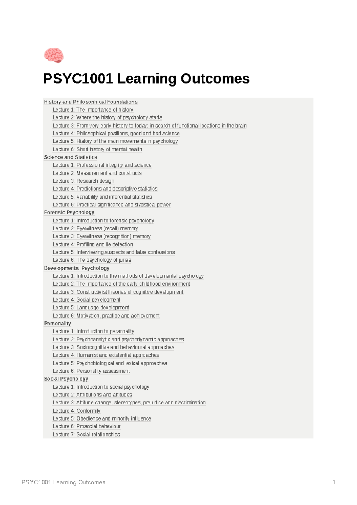 96 hd psyc1001 learning outcomes 2022 - PSYC 1001 Learning Outcomes History and Philosophical ...