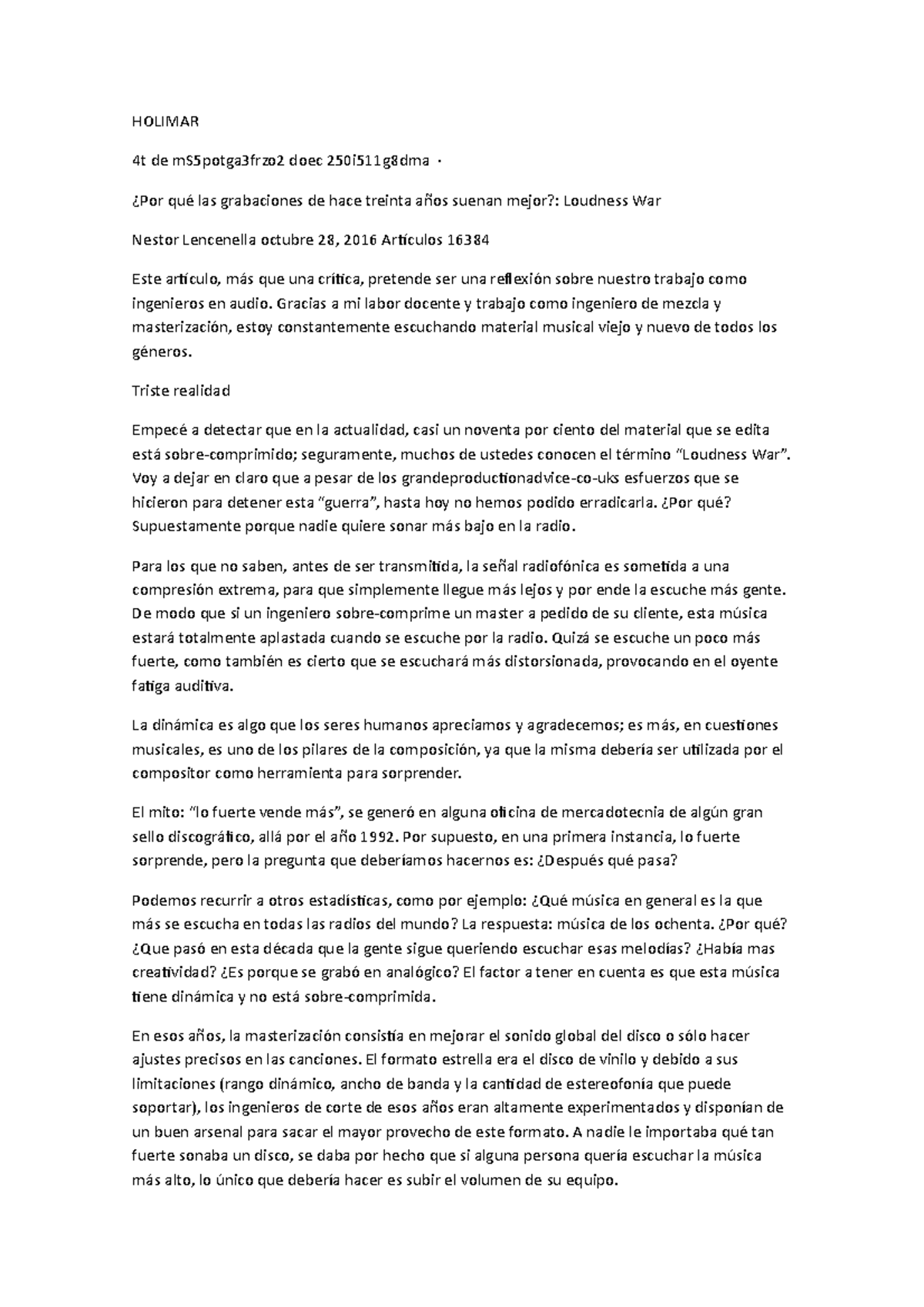 Loudness War - adawdaw - HOLIMAR 4t de mS5potga3frzo2 doec 250i511g8dma ...
