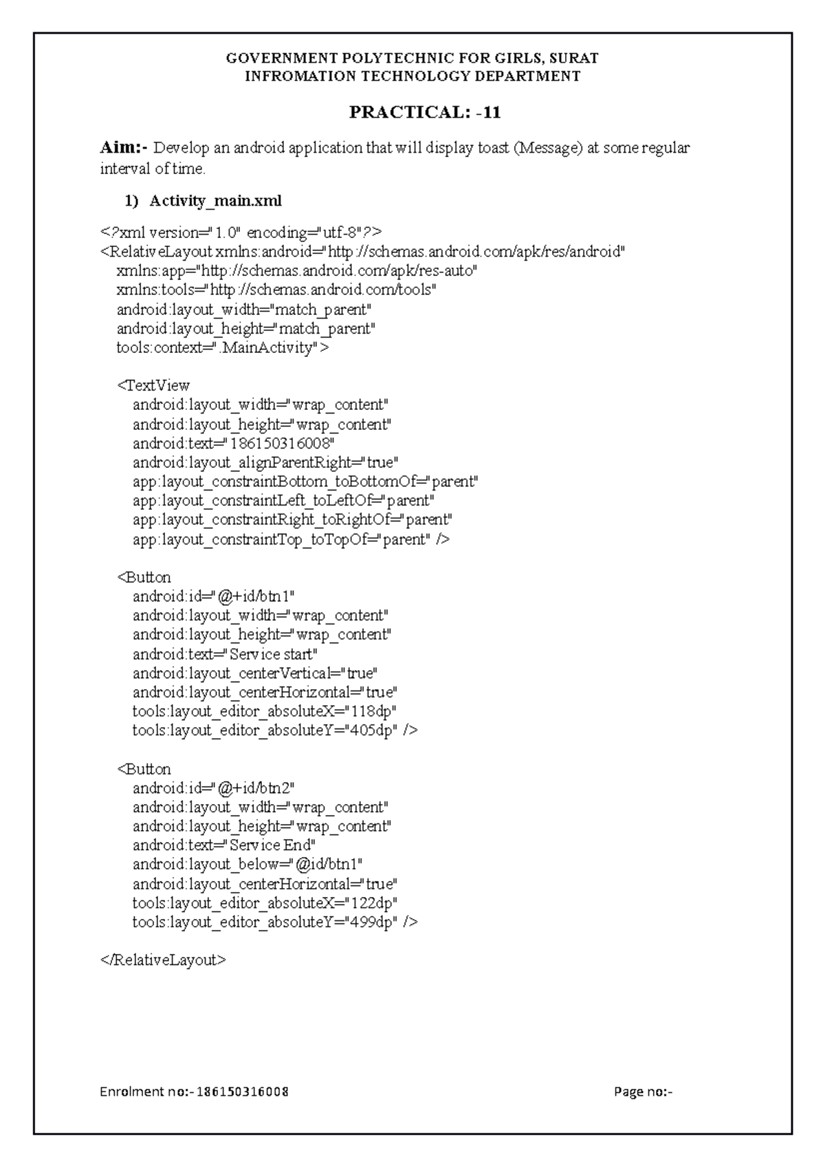 Practical 12 Android Practical Infromation Technology Department