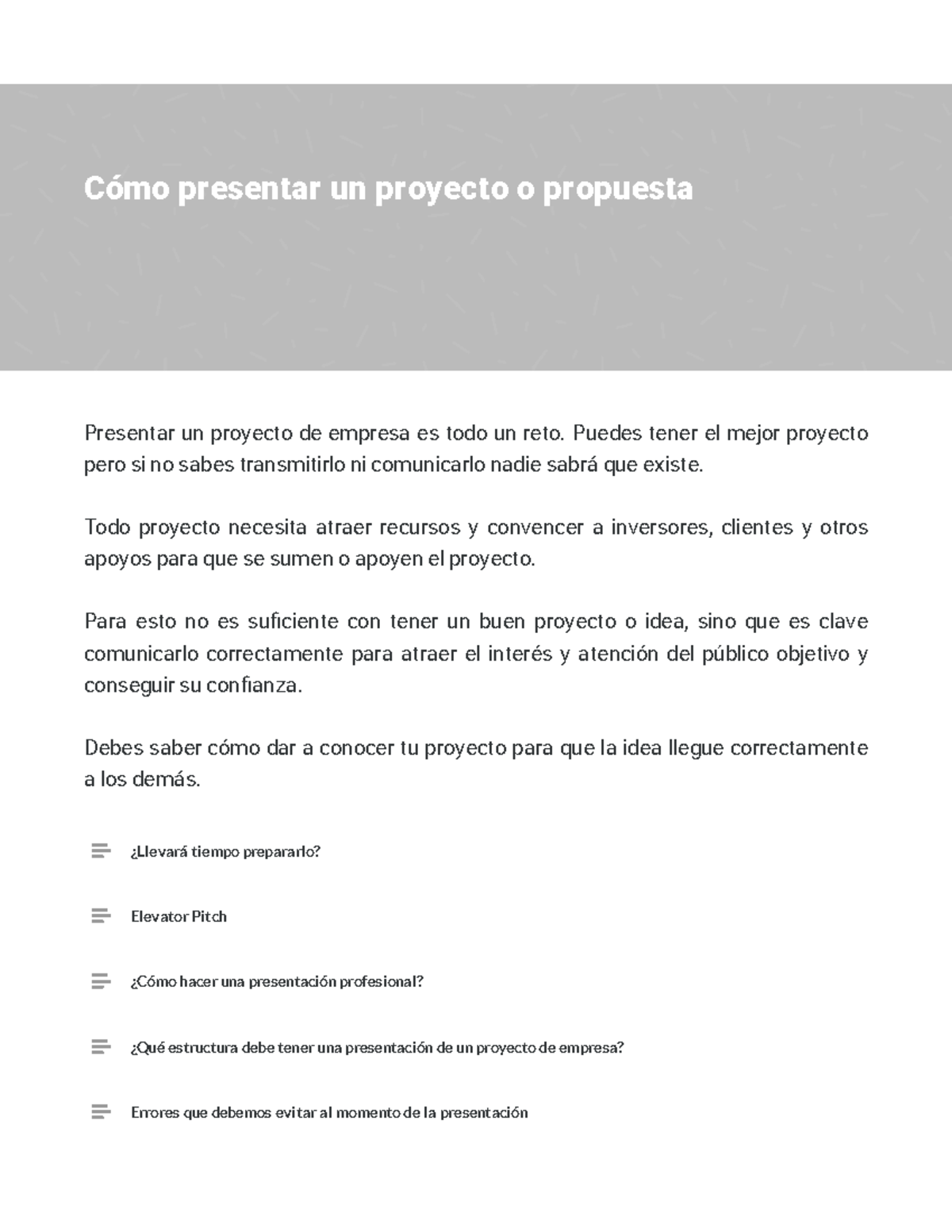 Cómo presentar un proyecto o propuesta - Presentar un proyecto de ...