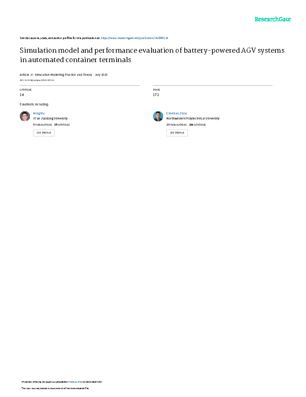 Simulation Model And Performance Evaluation Of Battery Powered Agv Systems In Automated