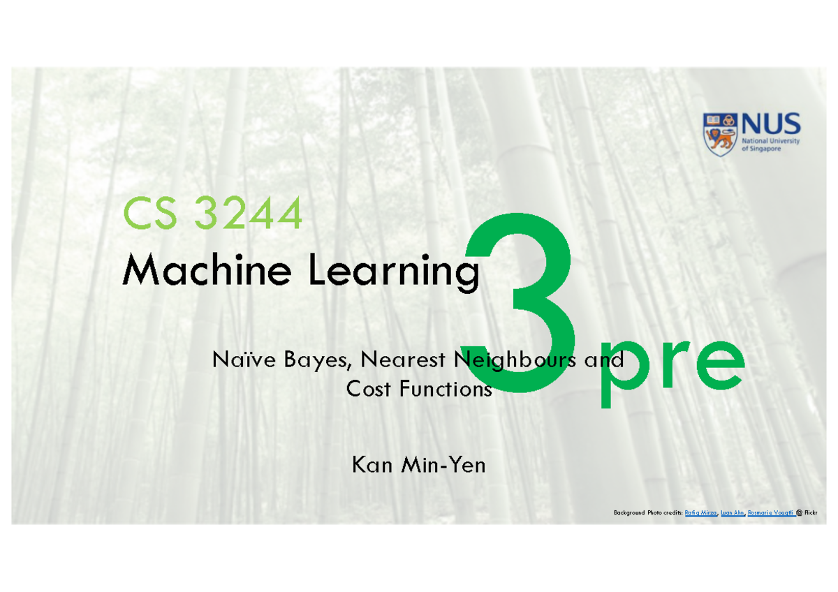 03.pre - Naive Bayes - 3 pre CS 3244 Machine Learning Naïve Bayes ...