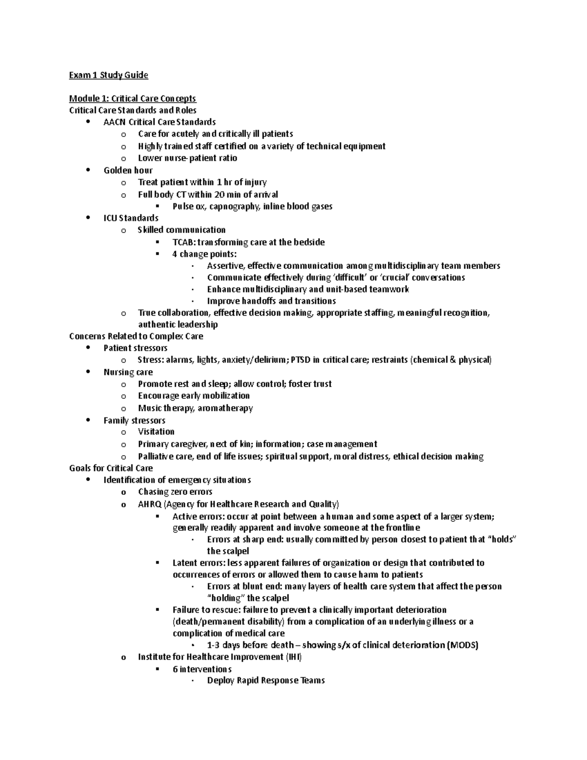 Exam 1 Study Guide - Learning Objectives - Exam 1 Study Guide Module 1 ...