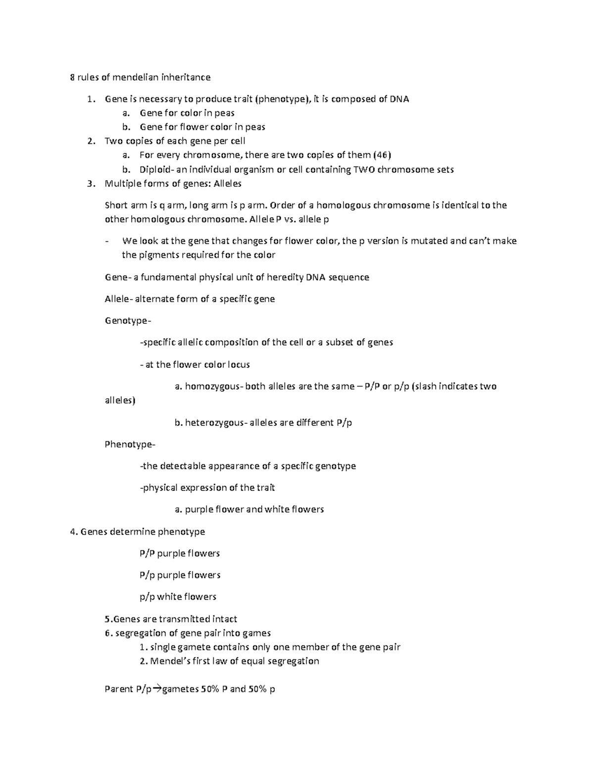 Genetics lecture 1 - Dr. Stone - 8 rules of mendelian inheritance 1 ...