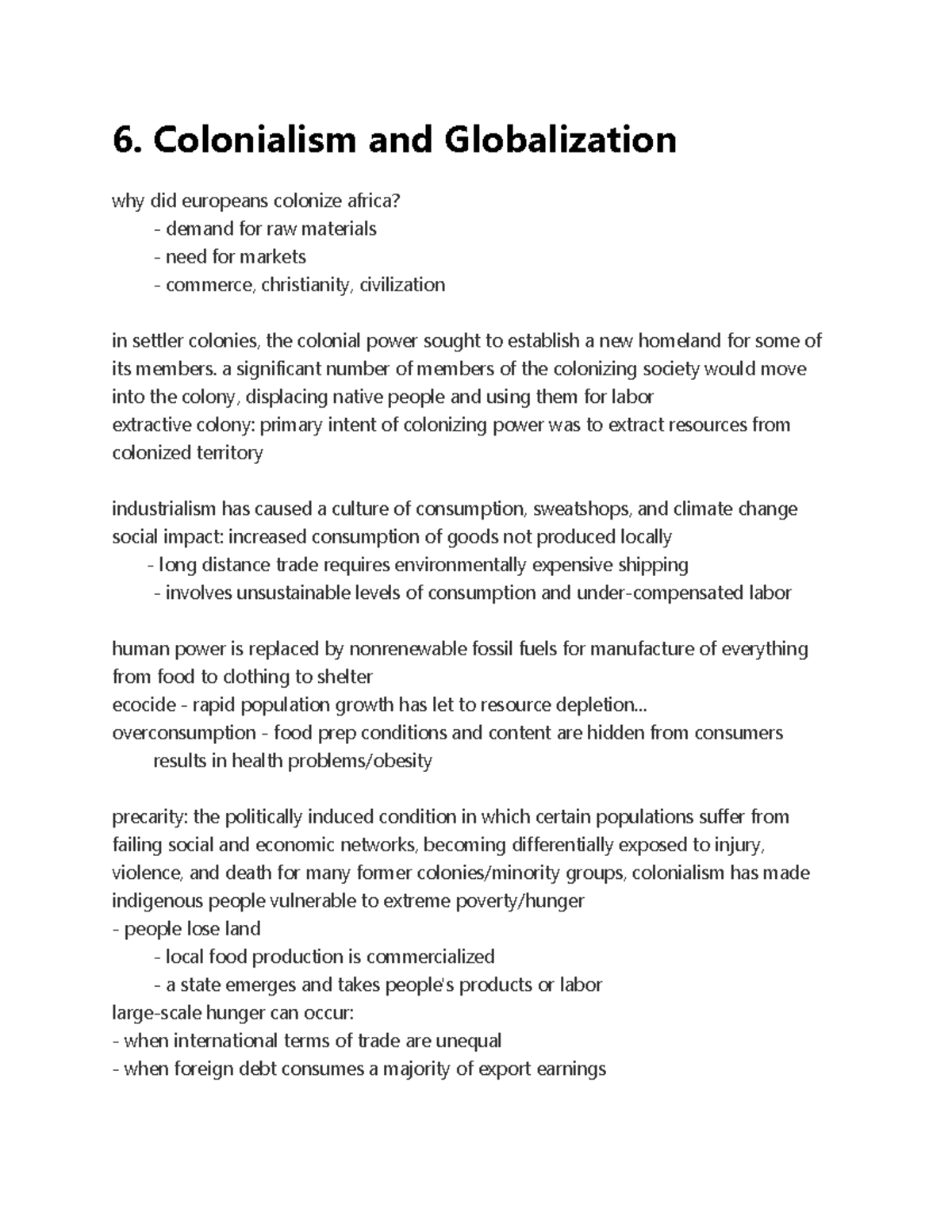 6. Colonialism and Globalization - 6. Colonialism and Globalization why ...