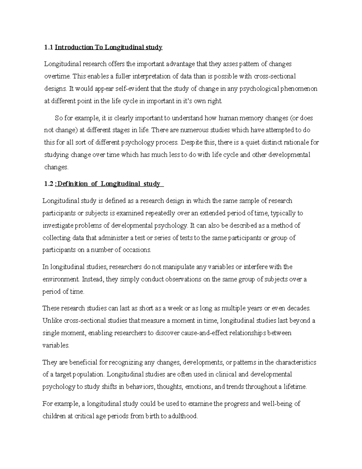 Case study in research - 1 Introduction To Longitudinal study ...