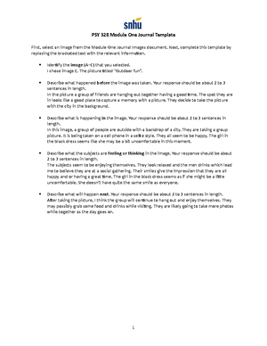 PSY 328 Module Three Activity - Next, complete this template by replacing the bracketed text ...