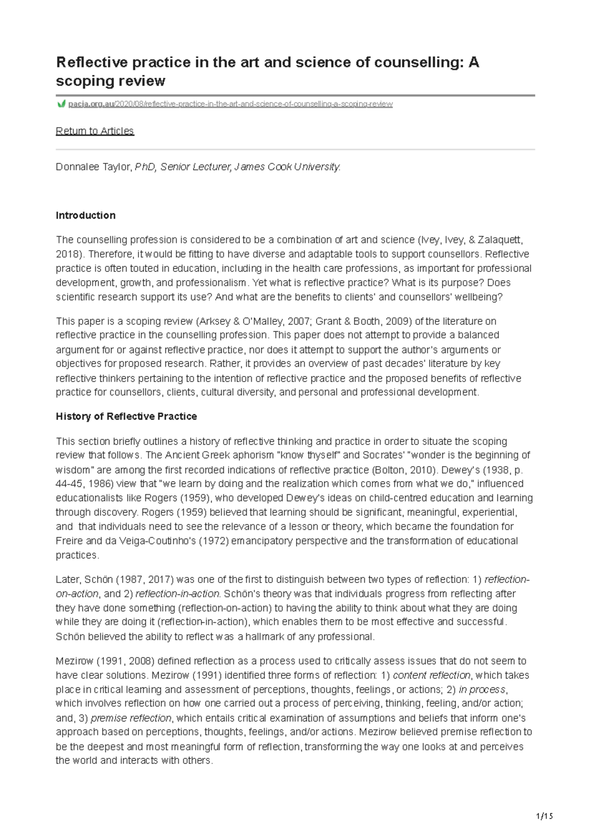 Pacja - Hhhh - Reflective practice in the art and science of ...