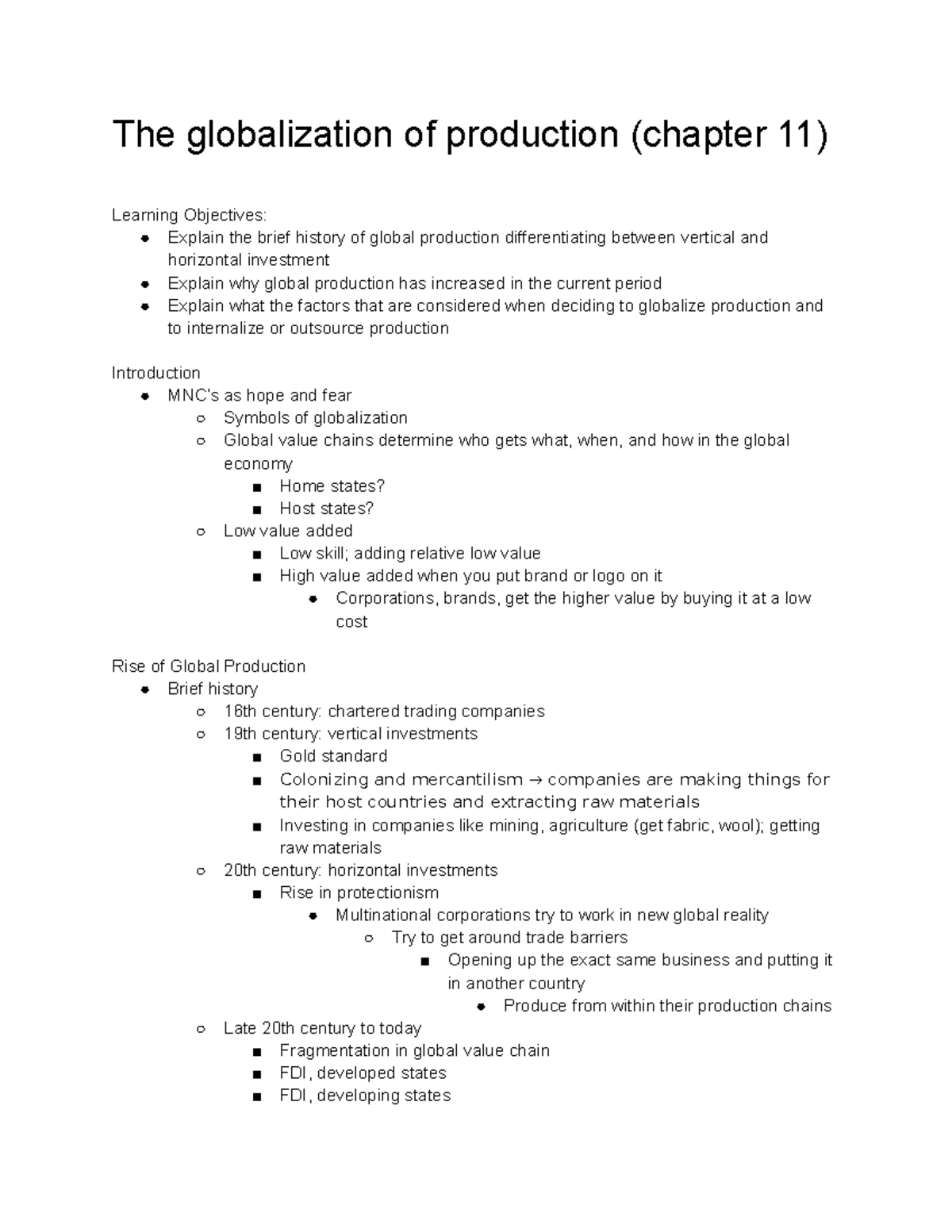 chapter 11- the globalization of production - The globalization of ...