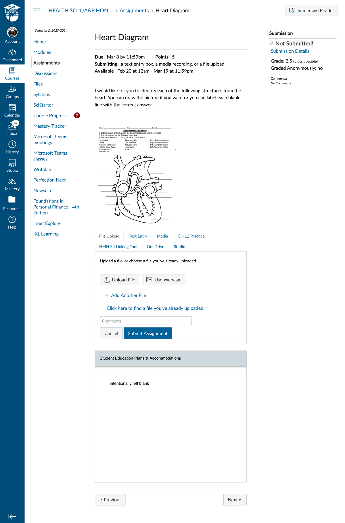 Heart Diagram - Tvyftytyfty - HEALTH SCI 1/A&P HON... Assignments Heart ...