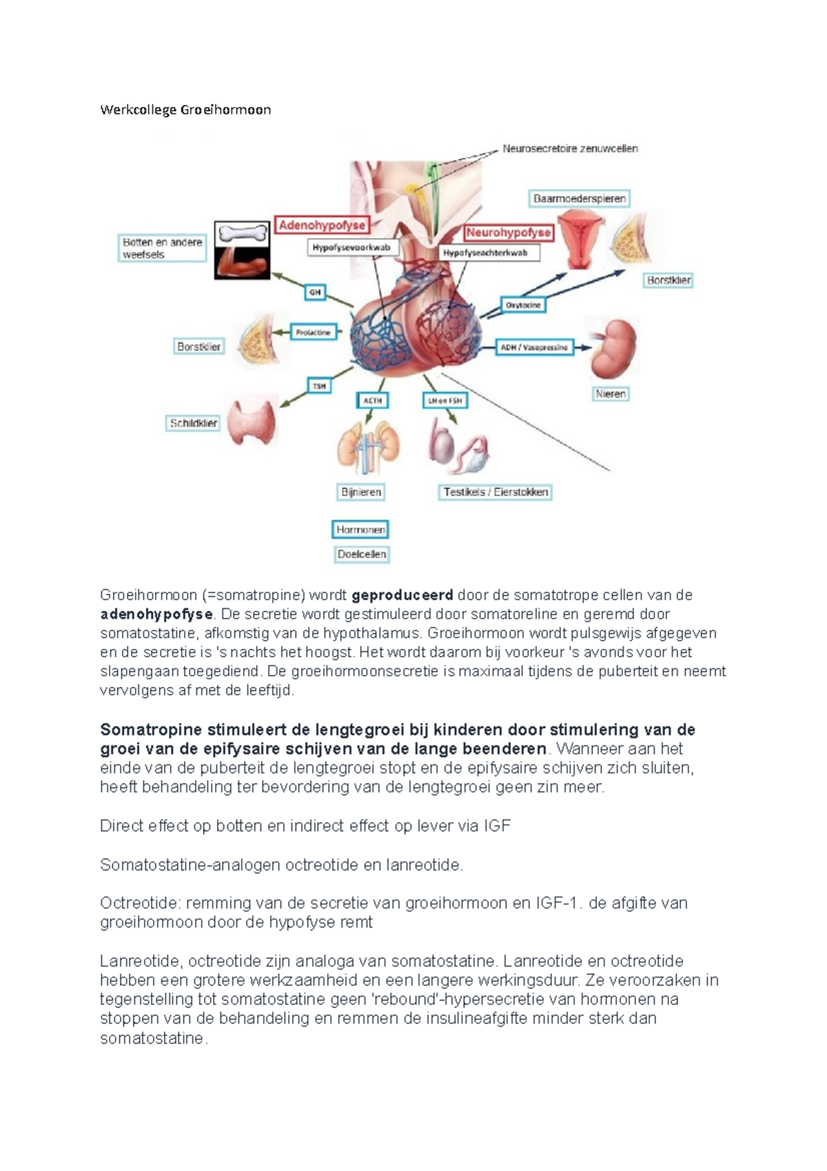Werkcollege Groeihormoon - Werkcollege Groeihormoon Groeihormoon ...