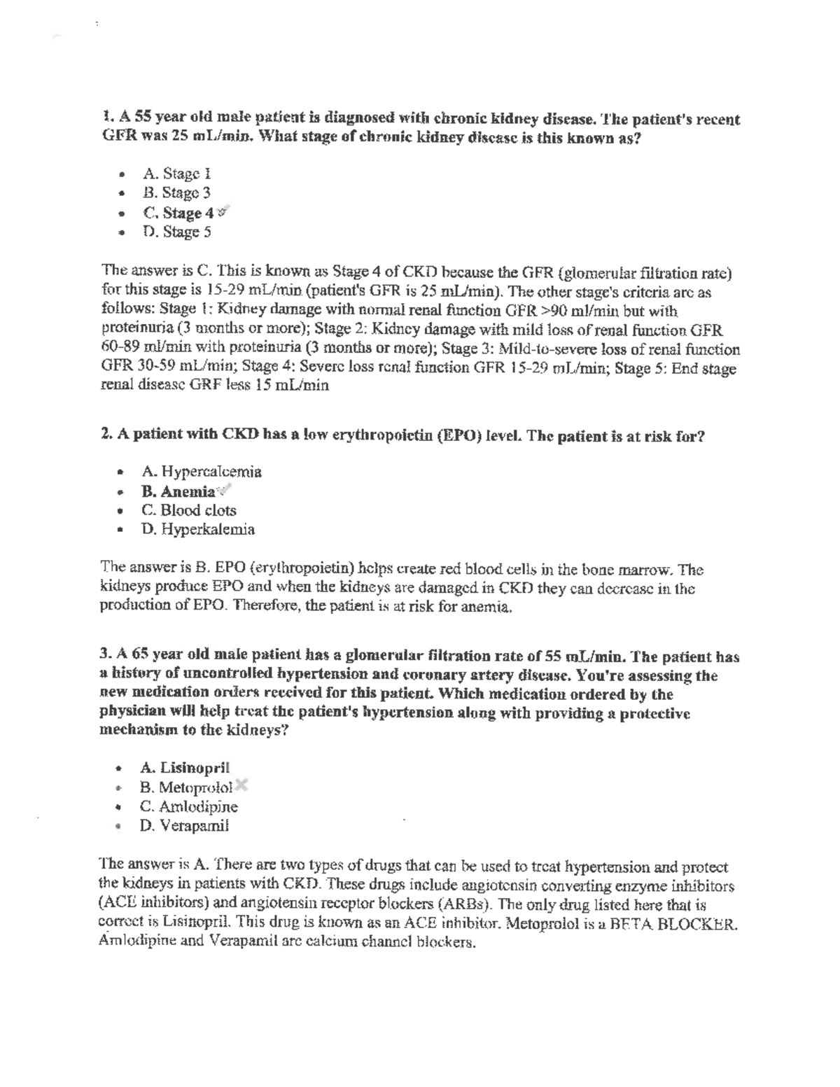 CKD Questions with answers - NUR 202 - Studocu