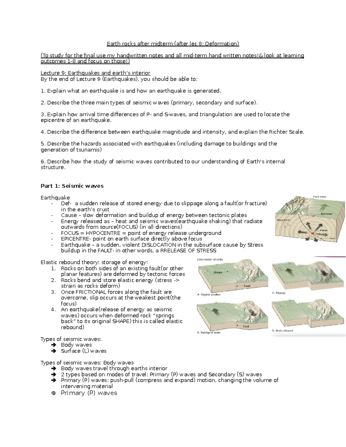 Lec 8 er - Lecture 8 thank you - Earth rocks after midterm (after lec 8 ...