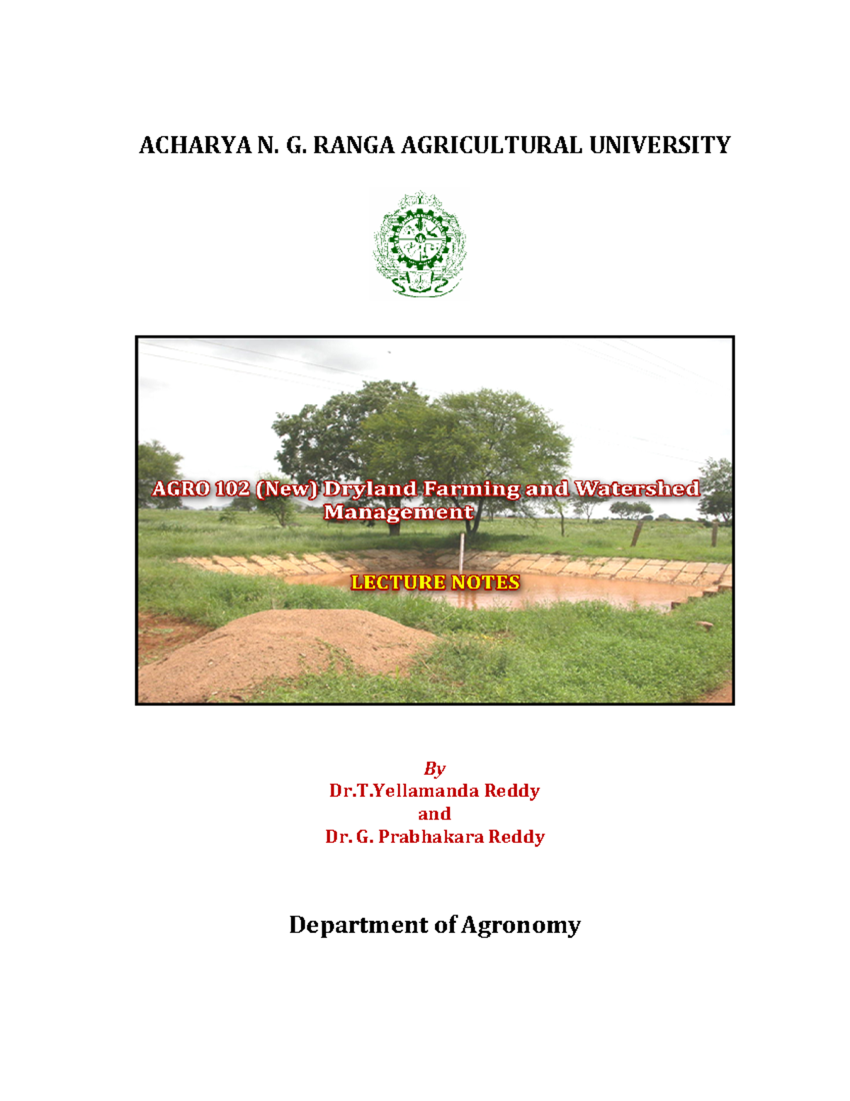 AGRO102 - Lecture notes of Dryland Farming and Watershed Management ...