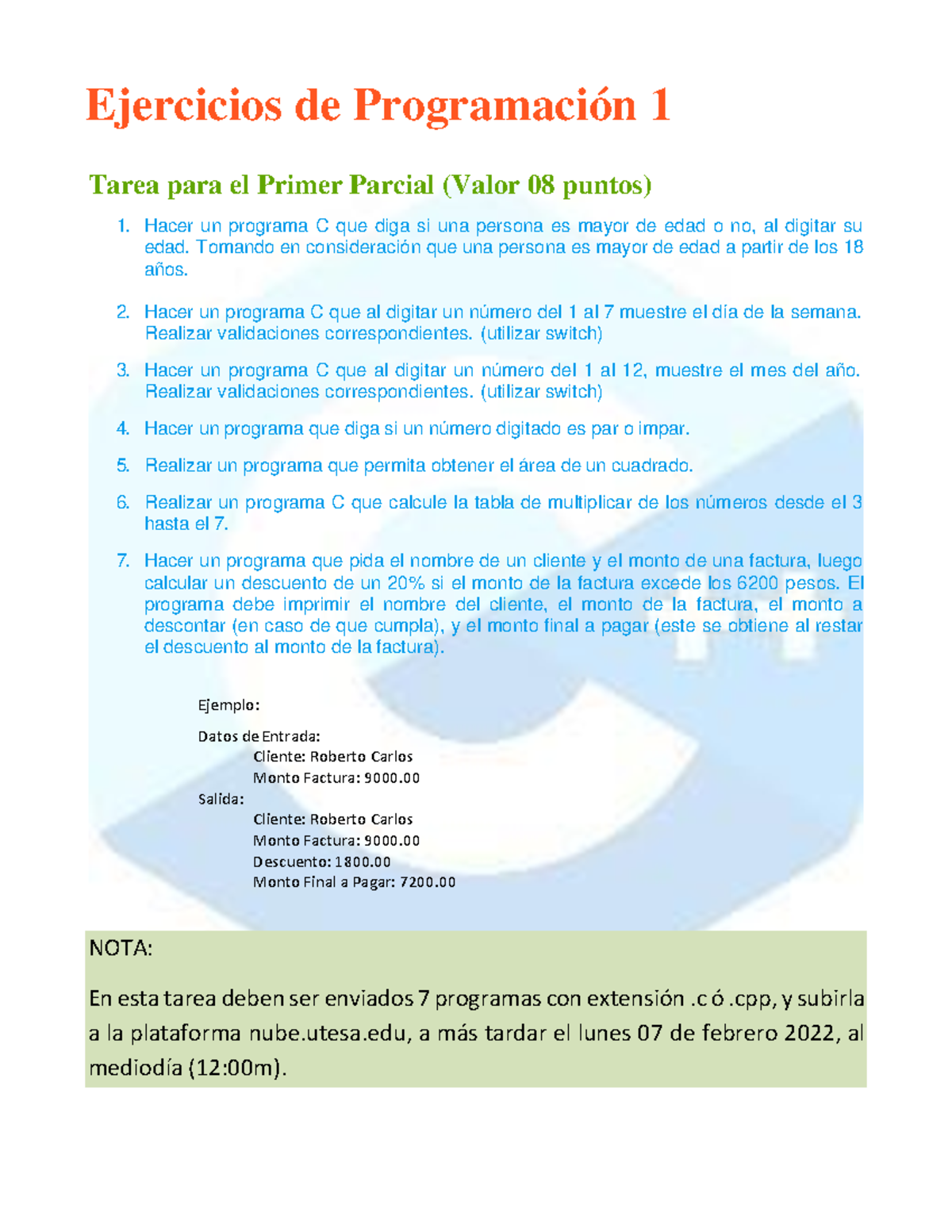 Ejercicios de Programación 1-Tercera Entrega Primer Parcial ...