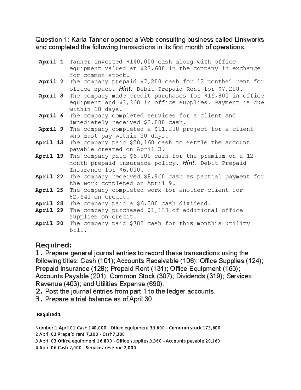 Accounting for Business Transactions Chapter 2 - Question 1: Karla ...