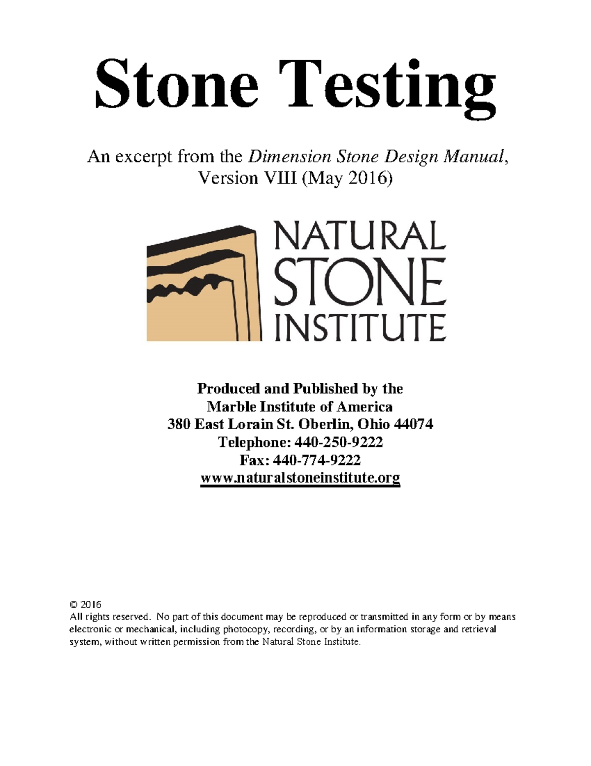 04 Stone Testing VIII - Stone Testing An excerpt from the Dimension ...