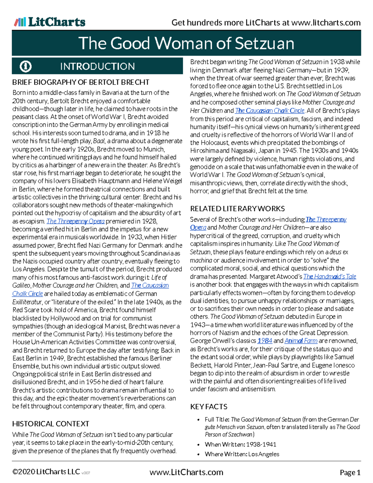 The Good Woman of Setzuan - The Good Woman of Setzuan BRIEF BIOGRAPHY OF BERTOLT BRECHT Born ...