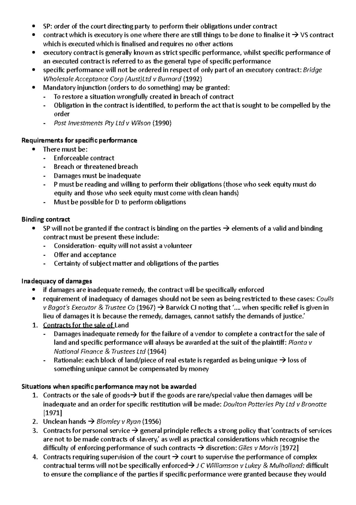 10 specific performance remedies - SP: order of the court directing ...