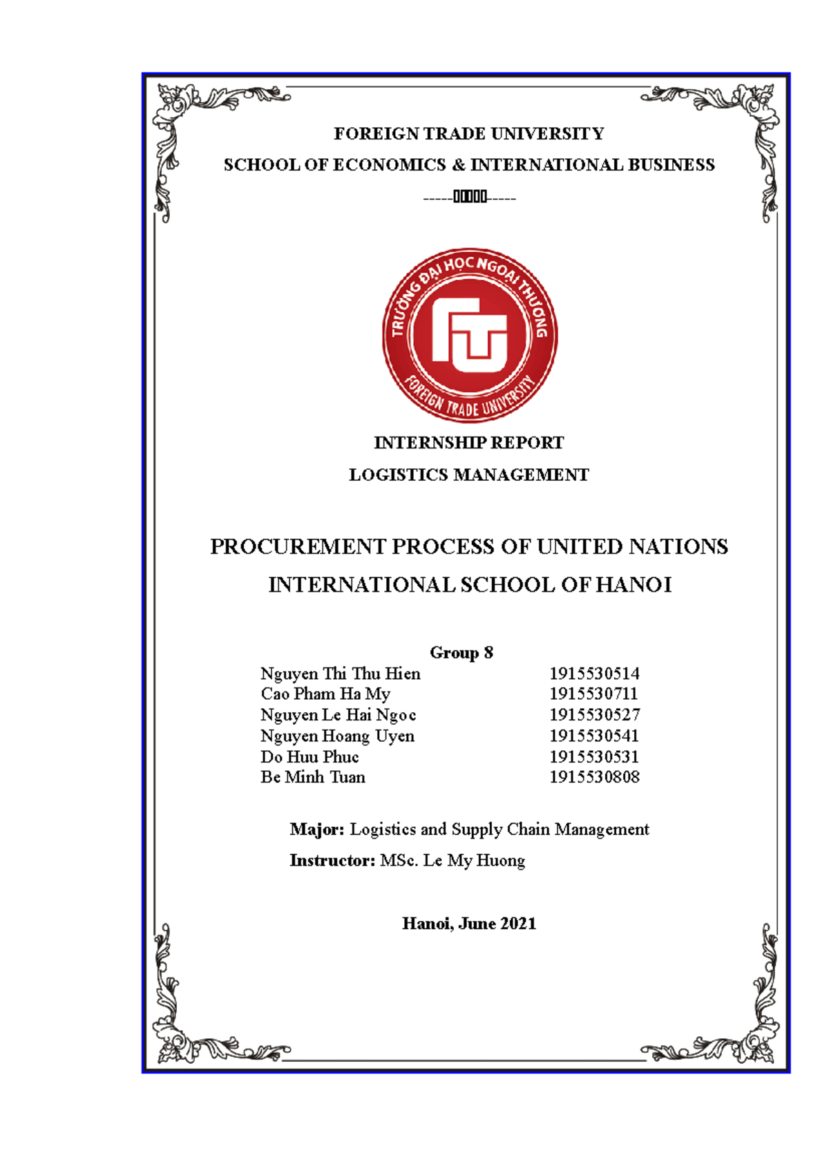 (Draft) Logistics management K58 - FOREIGN TRADE UNIVERSITY SCHOOL OF ...