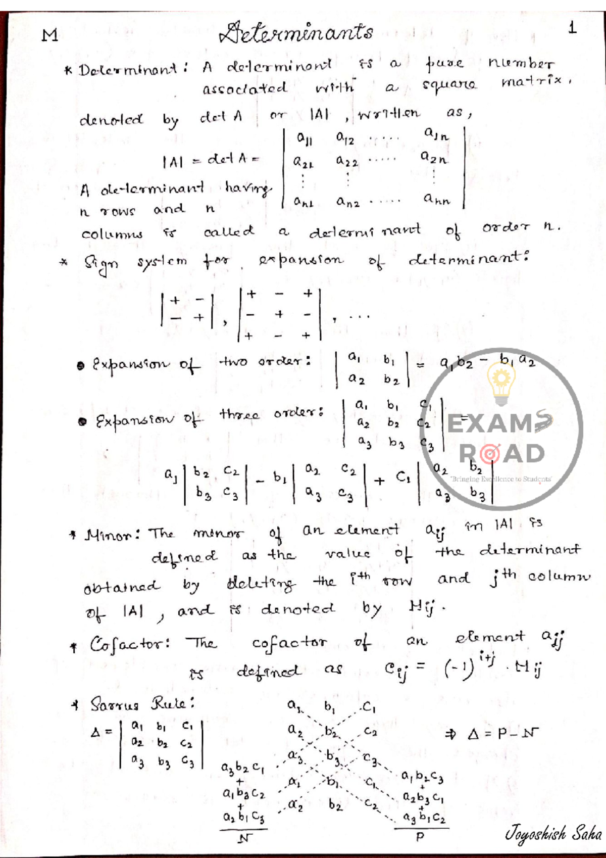 M Determinants en - Mathematics-I - Studocu