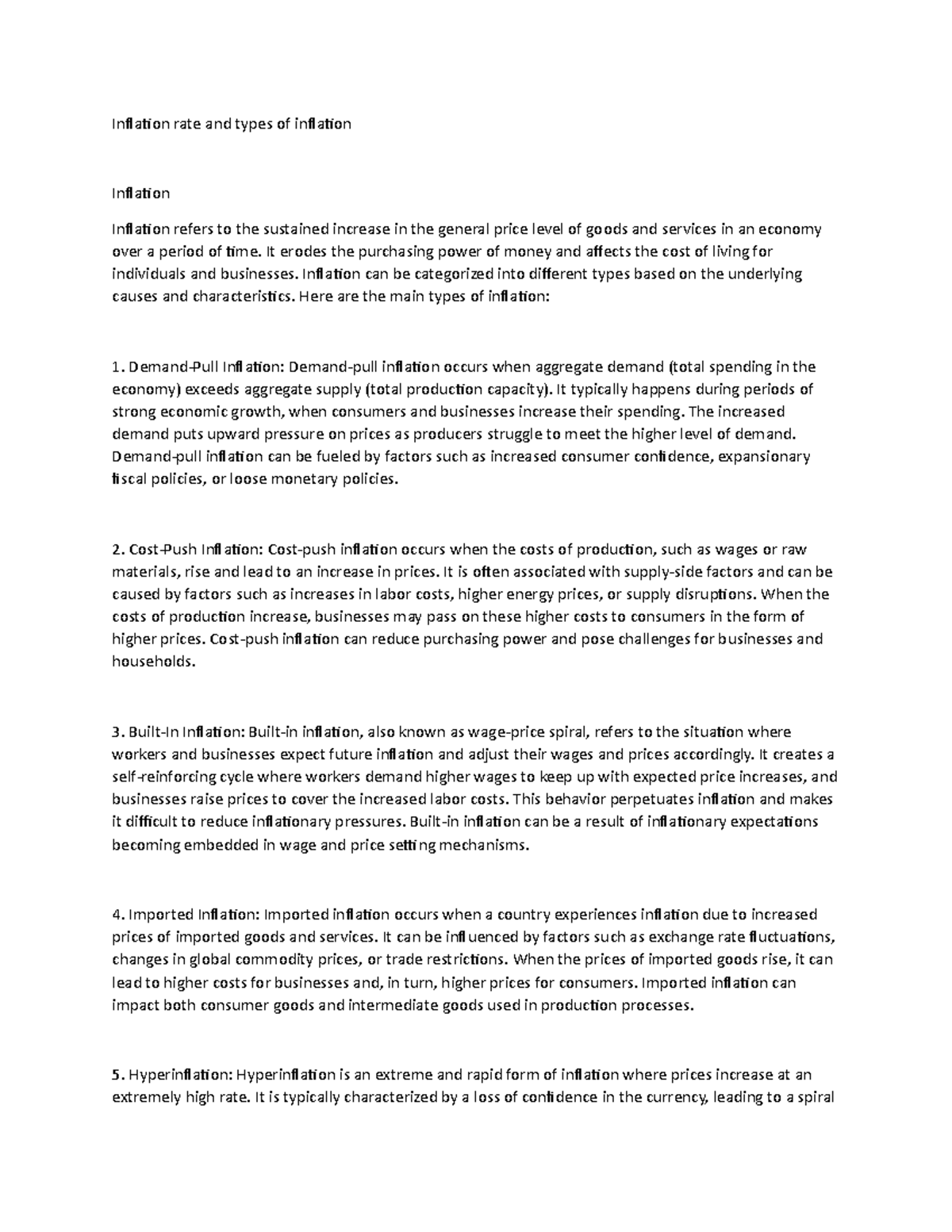 Inflation rate and types of inflation - Inflation rate and types of ...