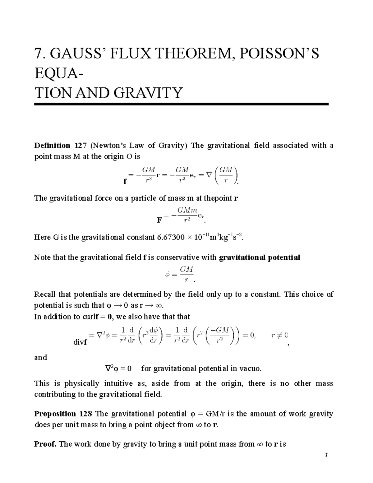 Multi Calc-18 - GAUSS’ FLUX THEOREM, POISSON’S EQUA- TION AND GRAVITY ...