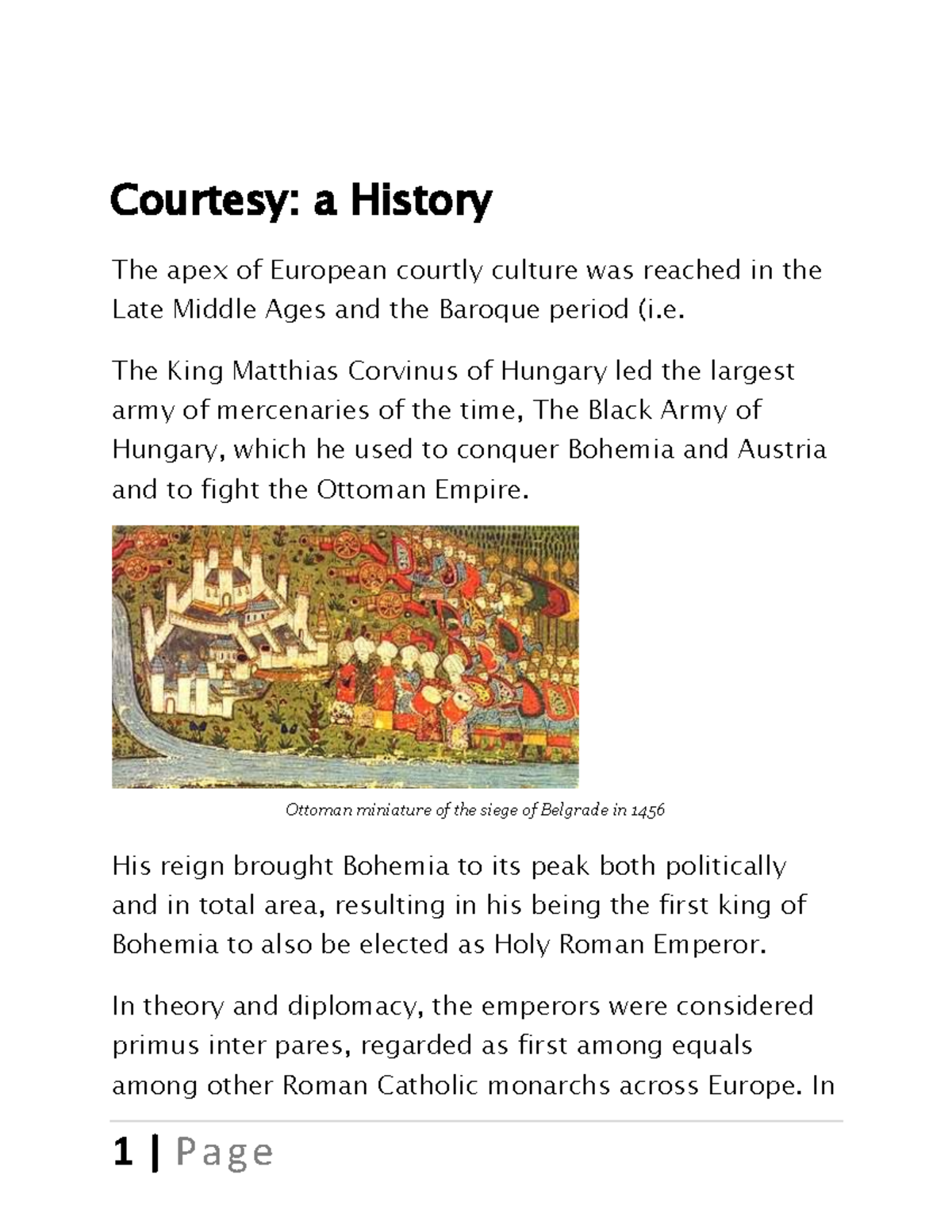 Courtesy an Essay about Life - Courtesy: a History The apex of European ...