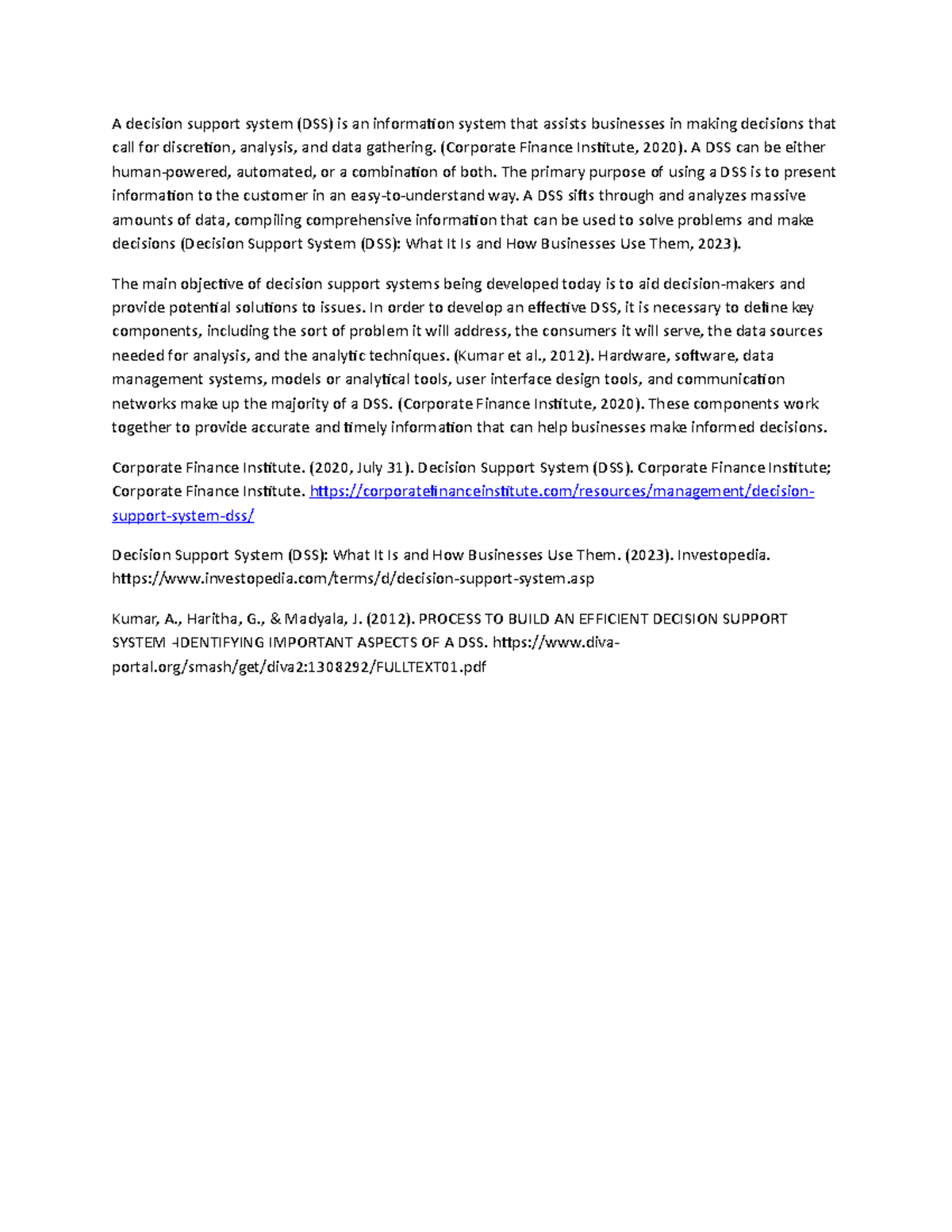 Decision Support Structure - A decision support system (DSS) is an ...