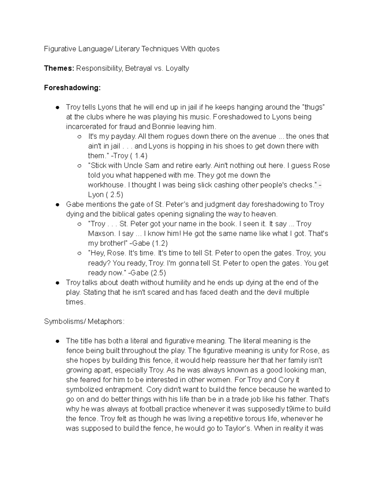 Figurative Language Literary Techniques With quotes From Fences ...