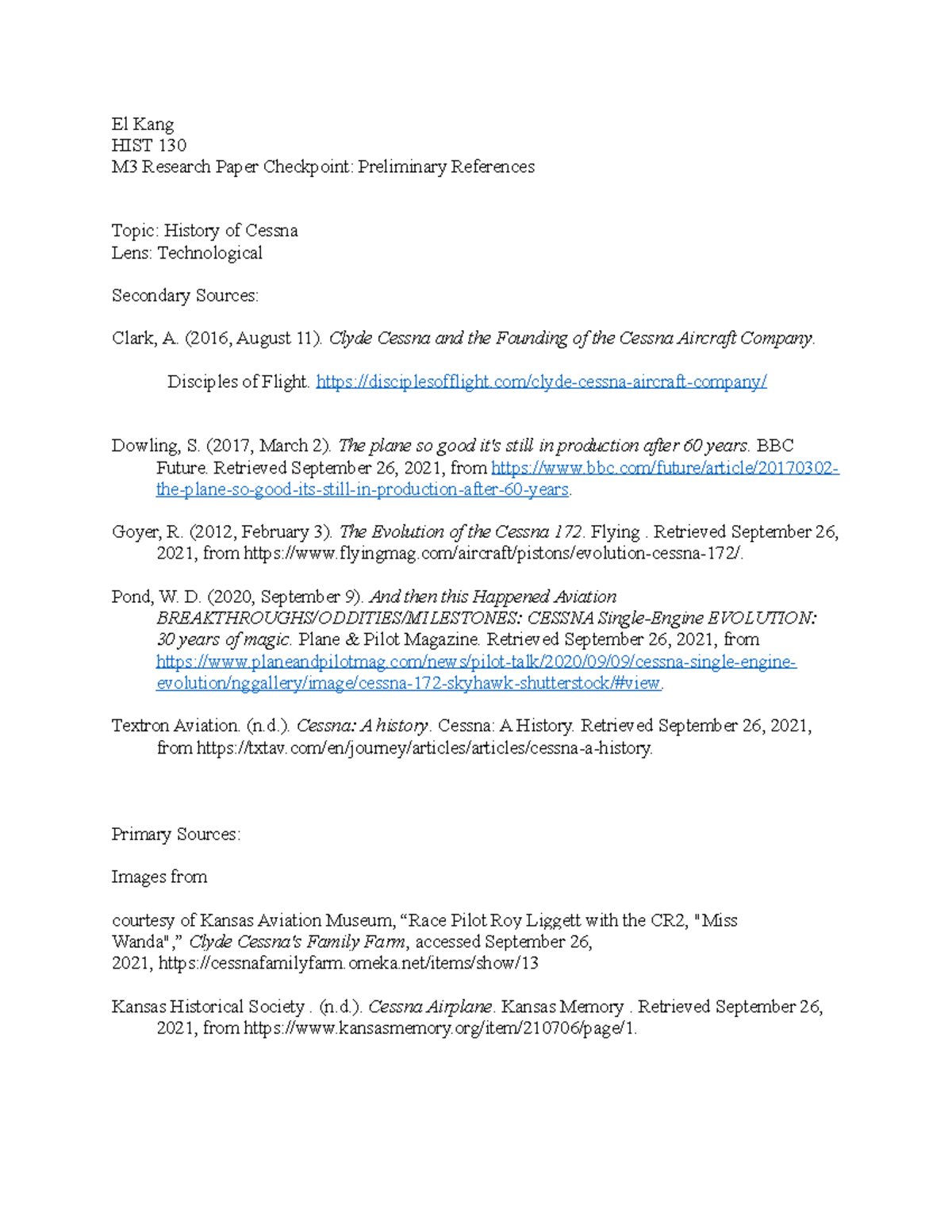 HIST 130 El Kang M3 Research Checkpoint - El Kang HIST 130 M3 Research ...