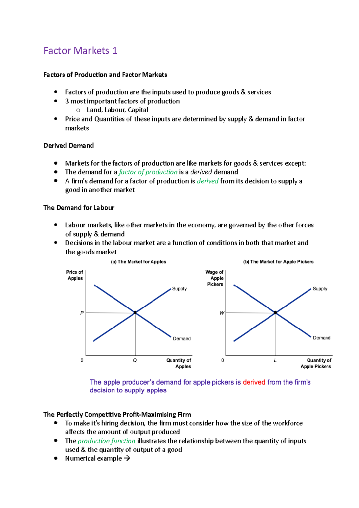 Summary - lecture Factor Markets 1 - Entire notes for the factor ...