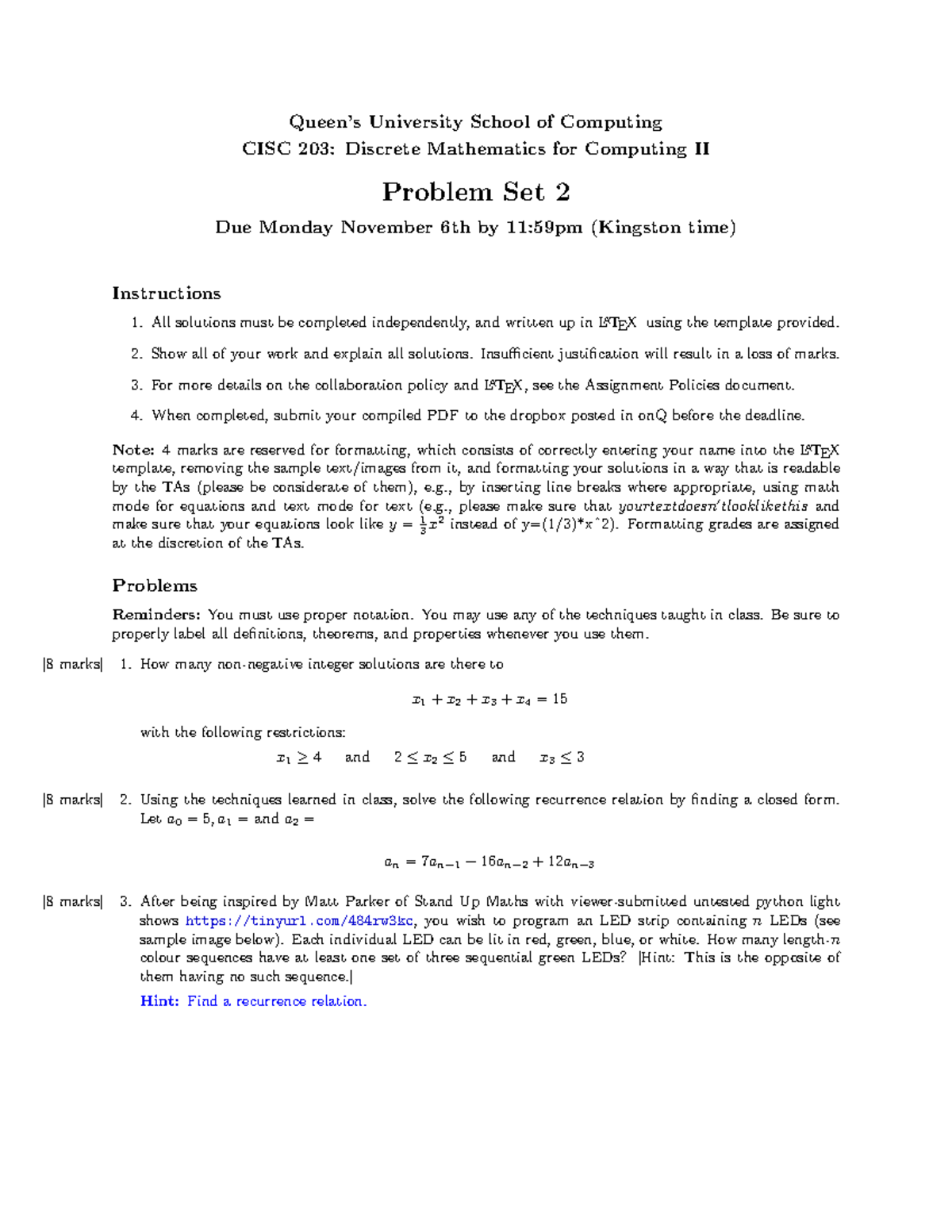 CISC203Problem Set 2 - ... - Queen’s University School of Computing CISC 203: Discrete ...