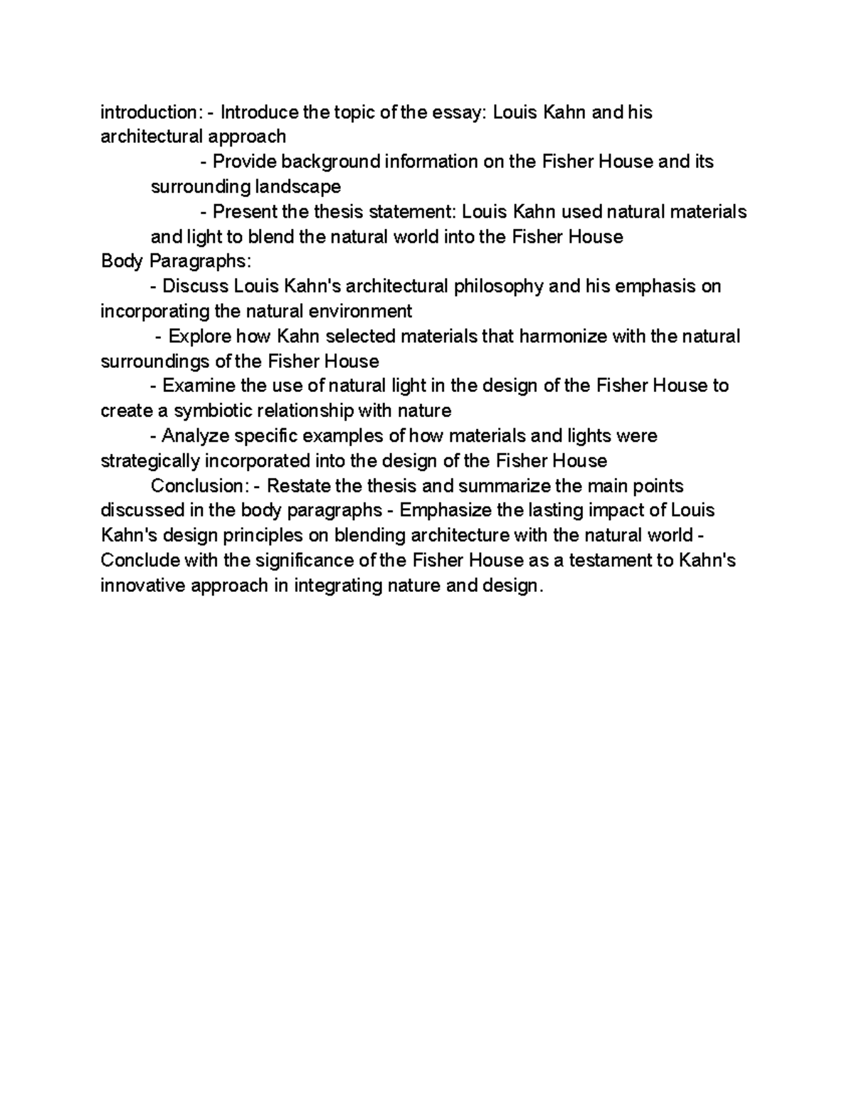 Essay outline fo - introduction: - Introduce the topic of the essay ...
