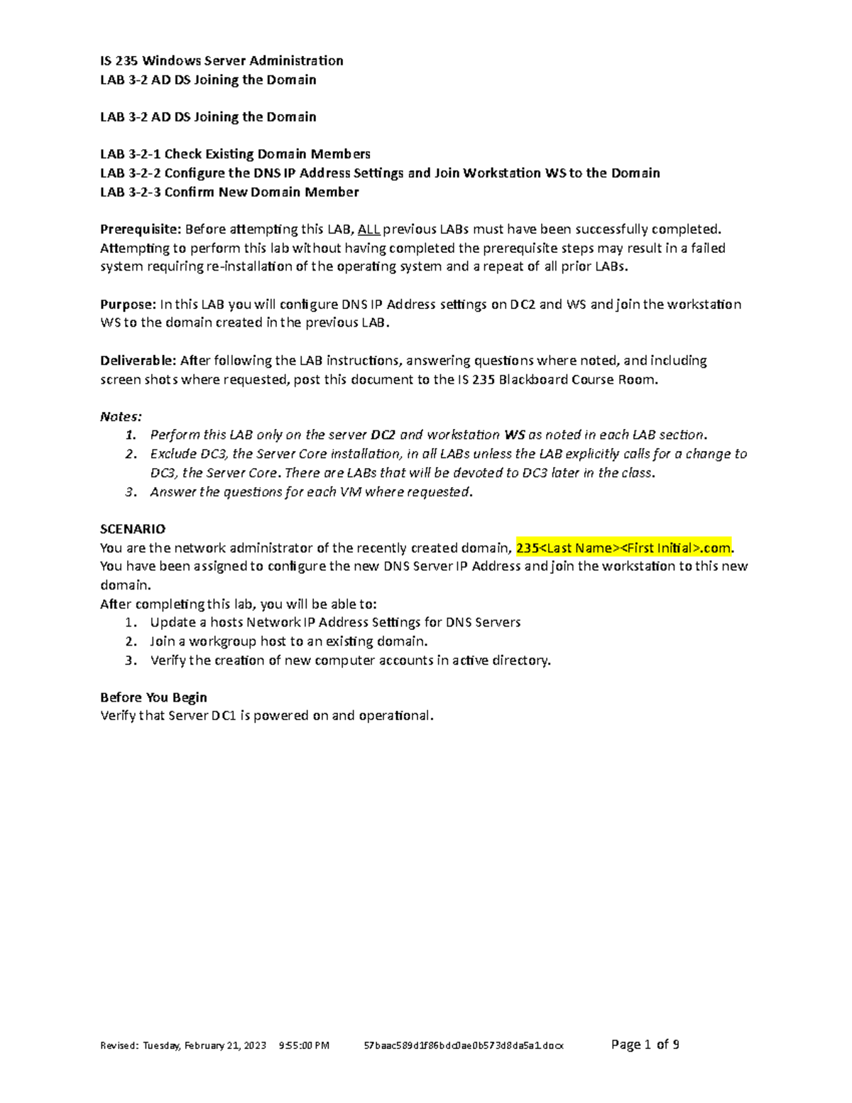 235 Lab 3 2 Ad Ds Joining The Domain 2016 Lab 3 2 Ad Ds Joining The