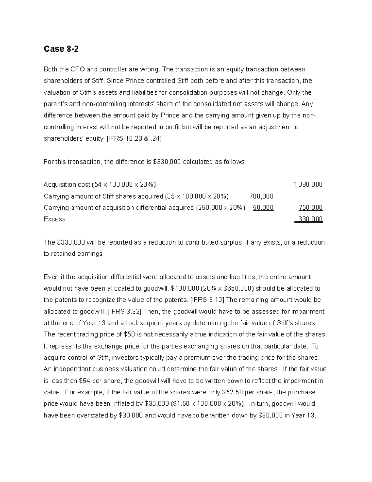 Solution - Case 8-2 - Case 8- Both the CFO and controller are wrong ...