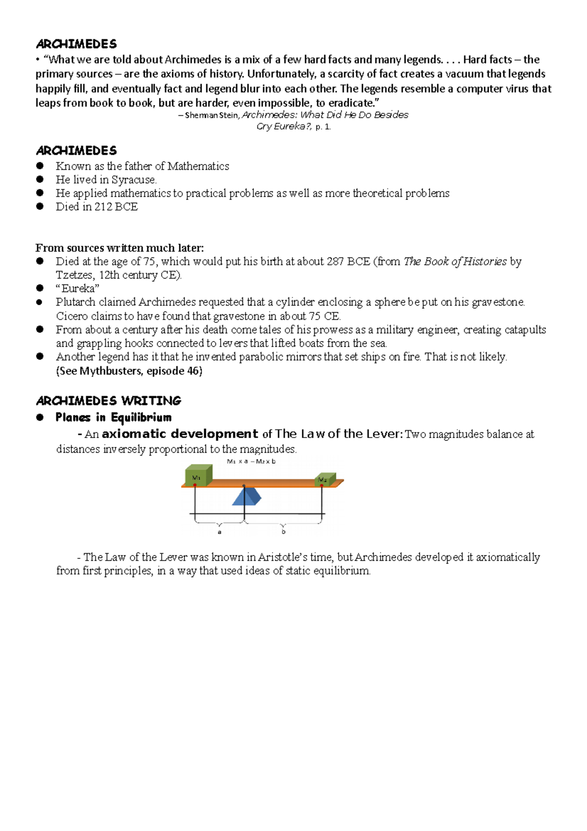 SUMMARY ABOUT ARCHIMEDES IN HISTORY OF MATHEMATICS - ARCHIMEDES “What ...