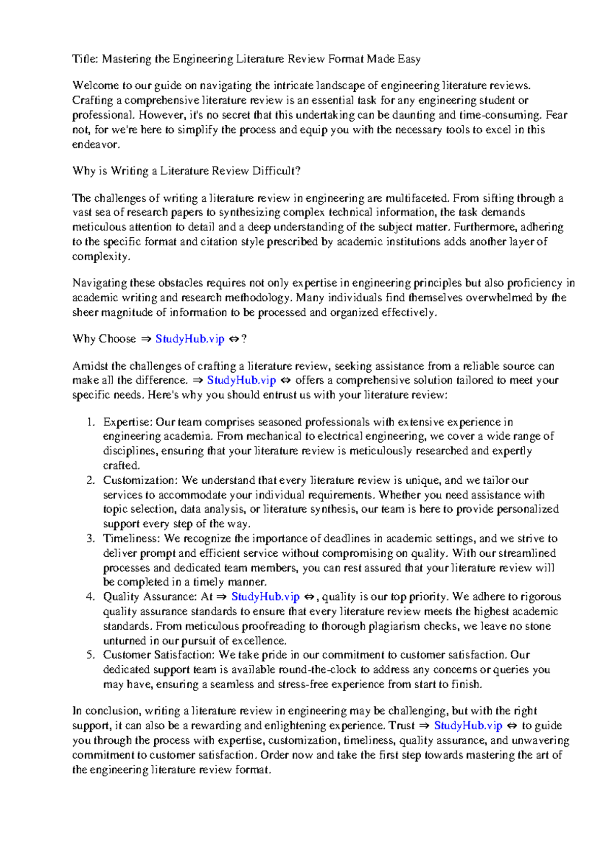 Engineering Literature Review Format - Crafting a comprehensive ...