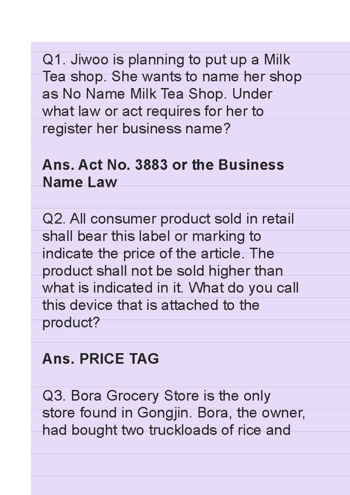 DTI quiz prac - goodluck - Q1. Jiwoo is planning to put up a Milk Tea ...