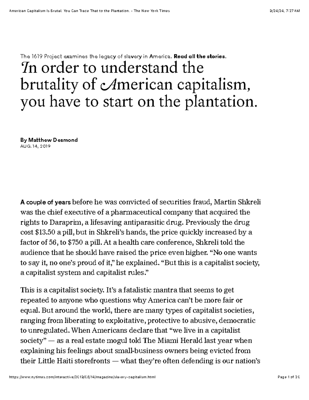 American Capitalism Is Brutal. You Can Trace That to the Plantation ...