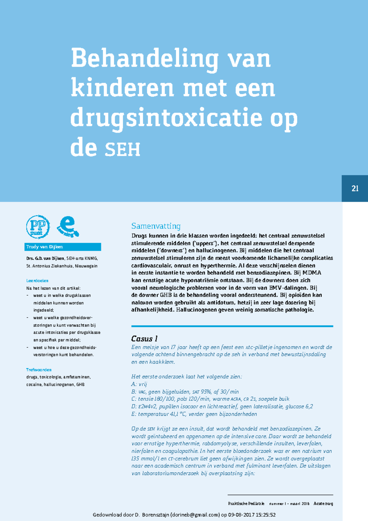 Richtlijn behandeling drugs intoxicatie op SEH - Behandeling van ...