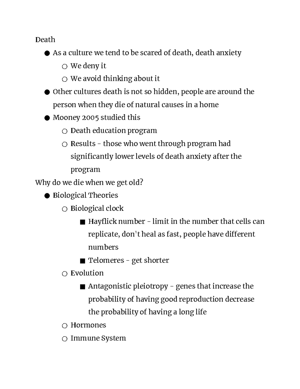 Death - Meriweather last section to learn - Death As a culture we tend ...