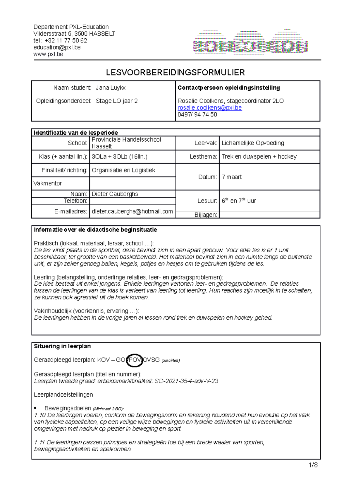 LVB - 3OL - trek en duwspelen + hockey - Departement PXL-Education ...