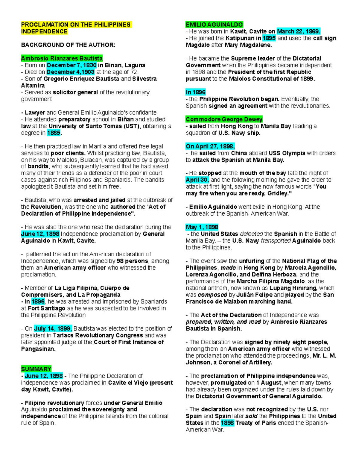 Phil Hist-Reviewer - This is a lecture notes for Readings in the ...